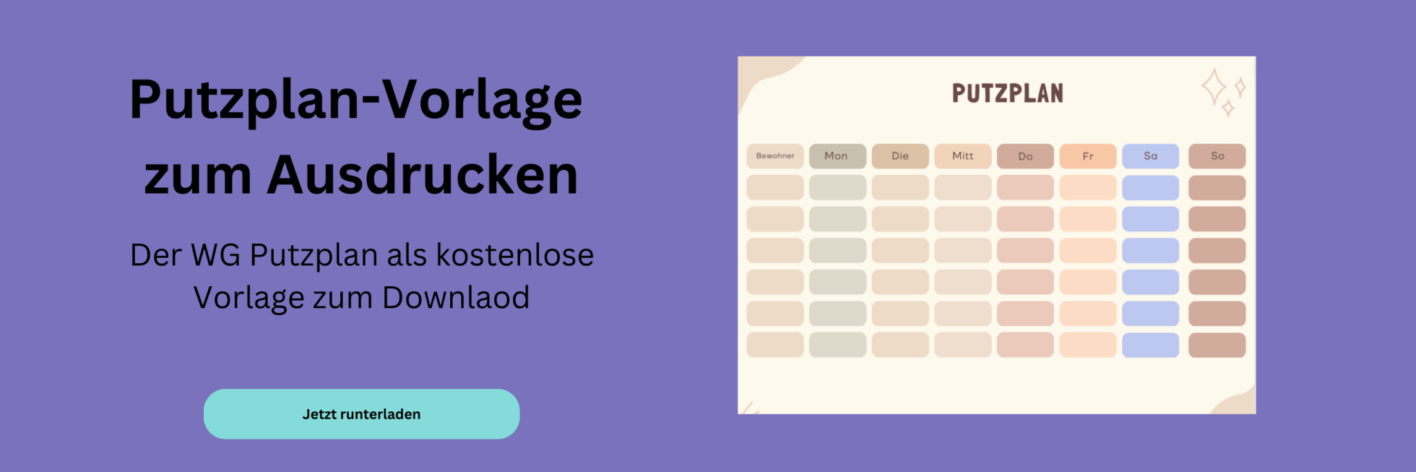 Putzplan Vorlage für Wgs, Familien und Paare – Flatify
